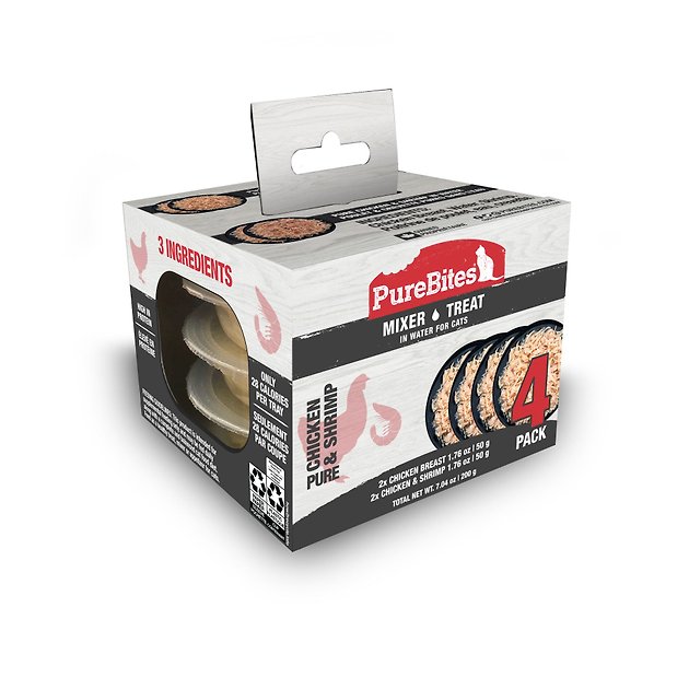 PUREBITES Mixers Chicken & Shrimp Wet Cat Food Topper, 50-g tray, case ...