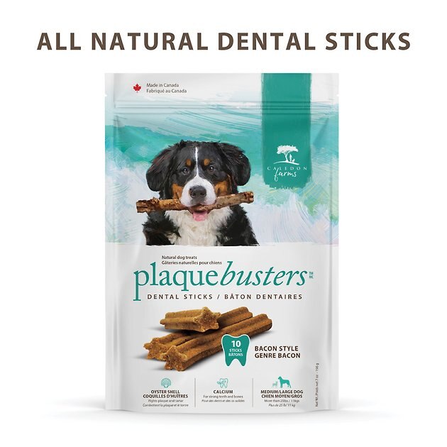 CALEDON FARMS Plaque Busters Bacon Style Dental Dog Treats, 160-g bag ...