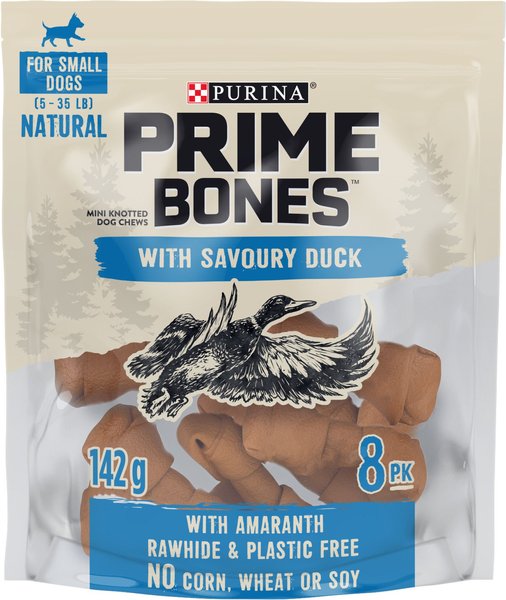 Discontinued - PRIME BONES Mini Knotted Savoury Duck Dog Treats, 142-g ...