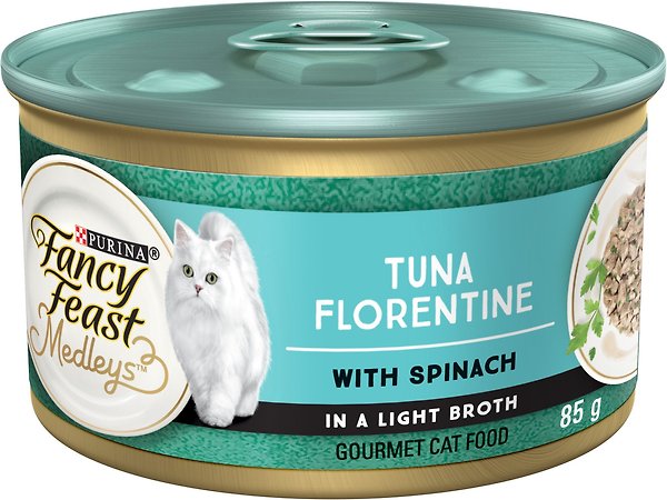 FANCY FEAST Medleys Tuna Florentine in a Light Broth Wet Cat Food, 85-g ...