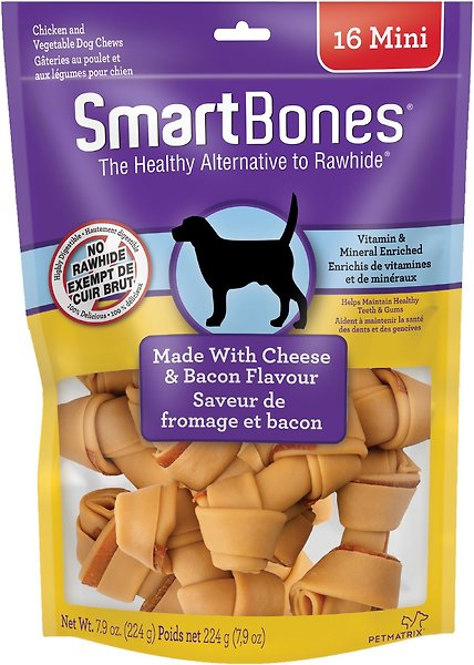 SMARTBONES Bacon & Cheese Mini Bones Dog Treats, 16 count | Chewy Canada
