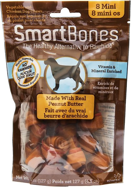 SMARTBONES Peanut Butter Mini Bones Dog Treats, 8 count | Chewy Canada