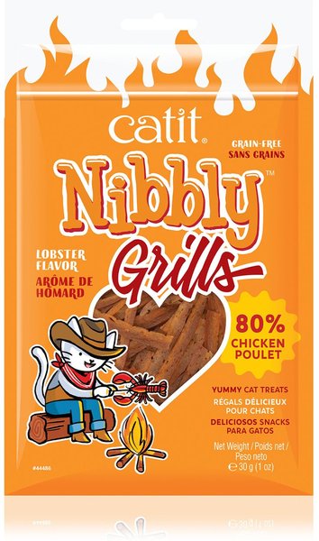 CATIT Nibbly Grills Chicken & Lobster Flavour Dehydrated Cat Treats, 30 ...