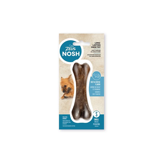 ZEUS Nosh Strong Beef & Cheese Flavour Chew Bone Dog Toy, Small | Chewy ...
