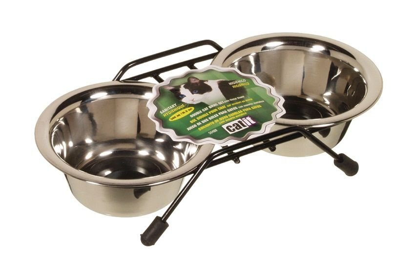 CATIT Stainless Steel Double Cat Bowl, 250-ml | Chewy Canada