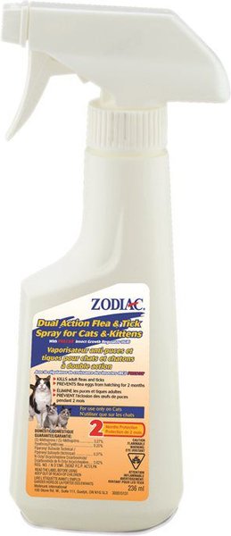 ZODIAC Dual Action Flea & Tick Spray for Cats, 236-ml bottle - Chewy ...