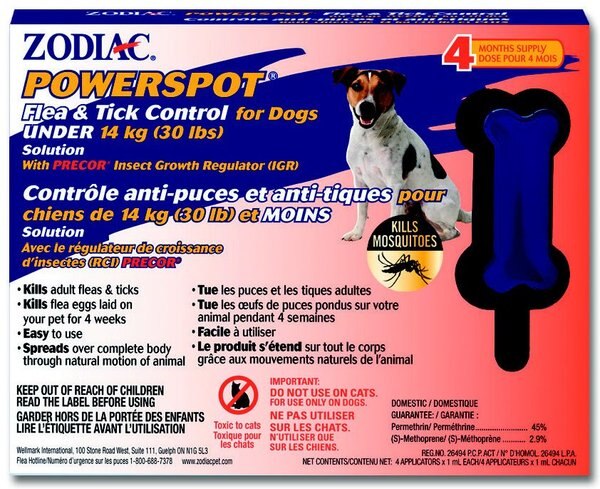 ZODIAC PowerSpot Flea & Tick Control for Dogs, Under 14 kg - Chewy.com ...