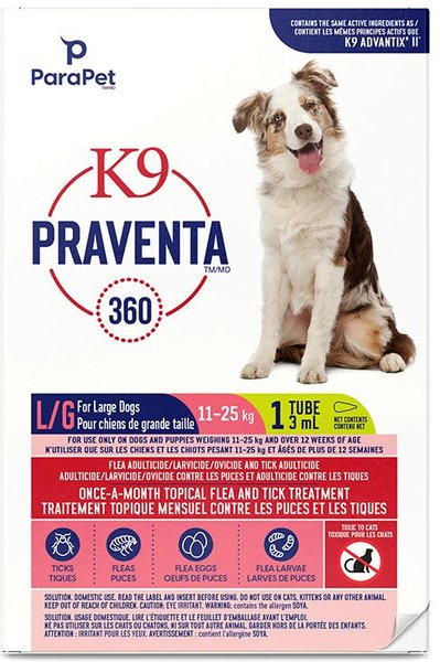 PARAPET K9 Praventa 360 Flea & Tick Treatment for Dogs, 11-25 kg, 1 ...