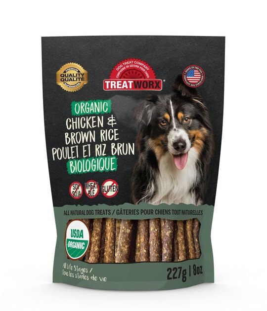 TREATWORX Organics Chicken & Brown Rice Dog Treats, 227-g bag | Chewy ...