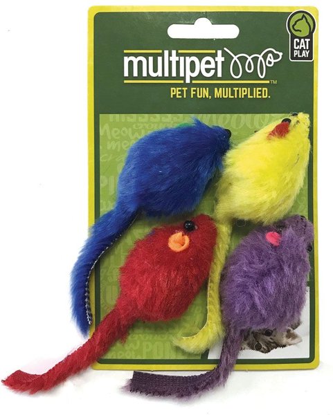 MULTIPET Mouse Plush Cat Toy, Color Varies, 4 count - Chewy.com | Chewy ...