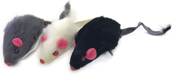 Discontinued - MULTIPET Fur Mice Plush Cat Toy, Color Varies, 1 count ...
