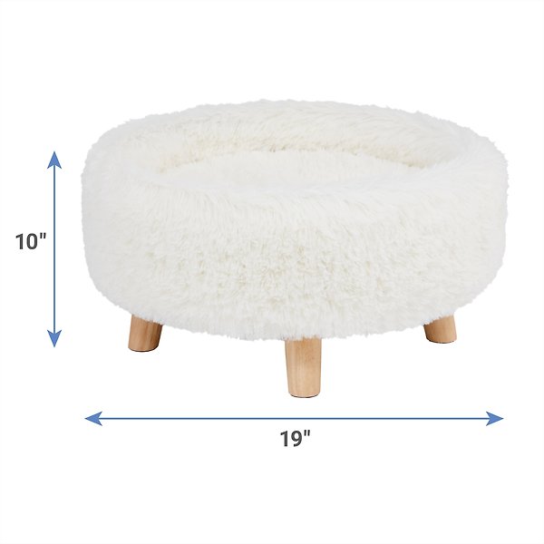 FRISCO Eyelash Fur Round Elevated Cat Bed, Ivory - Chewy.com | Chewy Canada