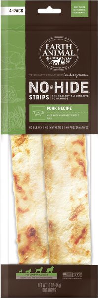EARTH ANIMAL No-Hide Strips Thin Natural Rawhide Alternative Pork ...