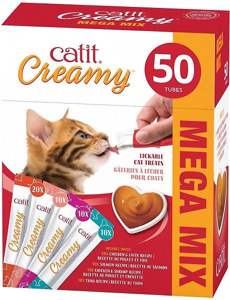 CATIT Creamy Mega Mix Multipack Lickable Cat Treats, 50 count - Chewy ...