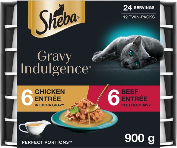 SHEBA Gravy Indulgence Chicken & Beef in Extra Gravy Variety Pack Grain ...