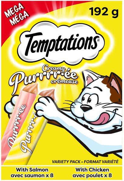 TEMPTATIONS Creamy Puree with Chicken & Salmon Variety Pack Lickable ...