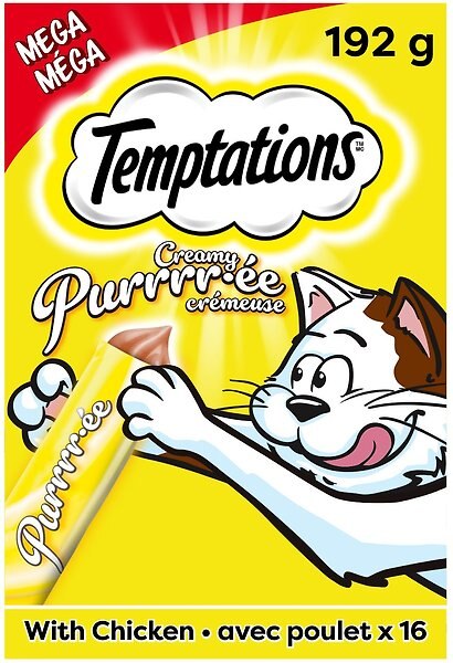 TEMPTATIONS Creamy Puree with Chicken Lickable Cat Treats, 12-g pouch ...