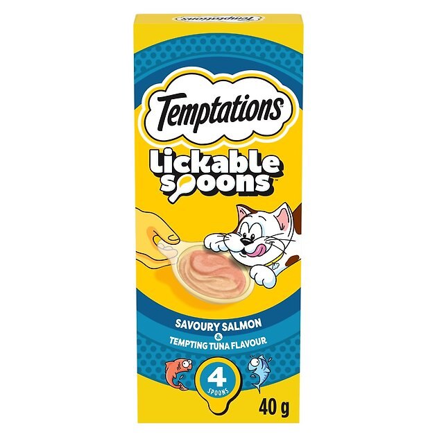 TEMPTATIONS Lickable Spoons Savoury Salmon & Tempting Tuna Flavour ...