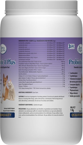 OMEGA ALPHA Probiotic 8 Plus Healthy Digestion Dog & Cat Supplement, 1 ...