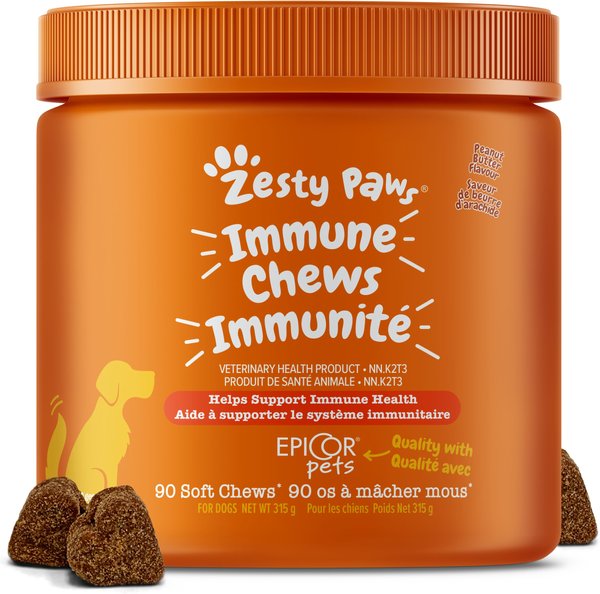 ZESTY PAWS Allergy & Immune Bites Peanut Butter Flavored Soft Chews ...