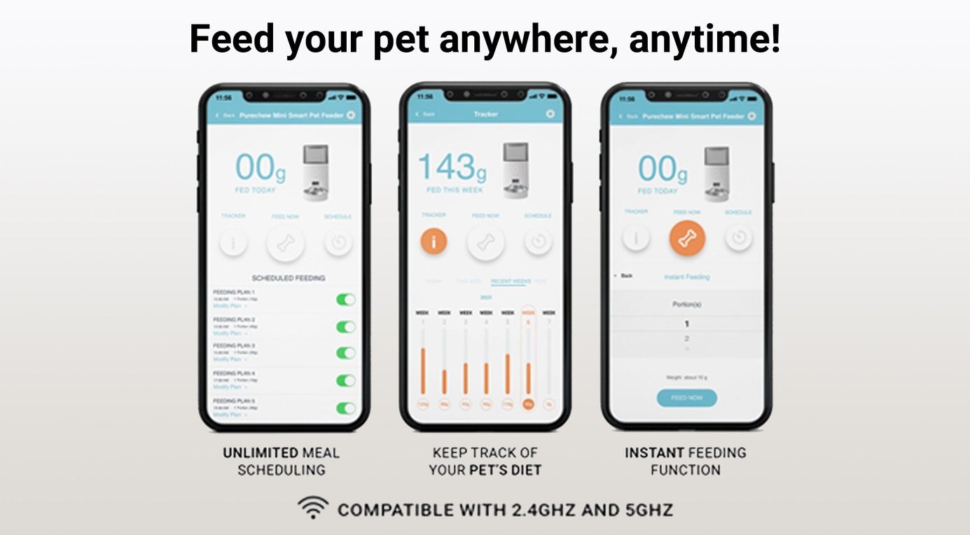 INSTACHEW Purechew Mini Automatic Stainless Steel Smart Pet Feeder ...
