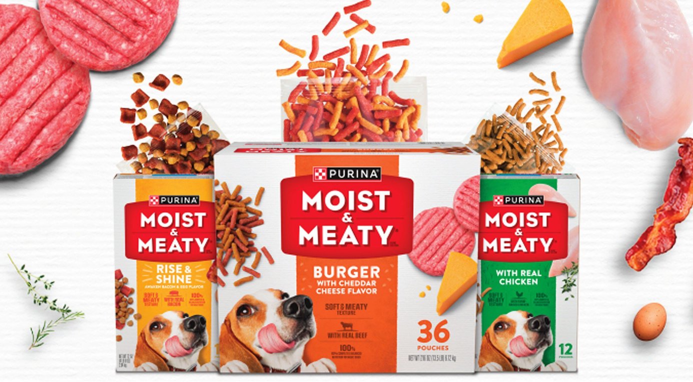 MOIST & MEATY Chopped Burger Dry Dog Food, 6-oz pouch, case of 36 ...