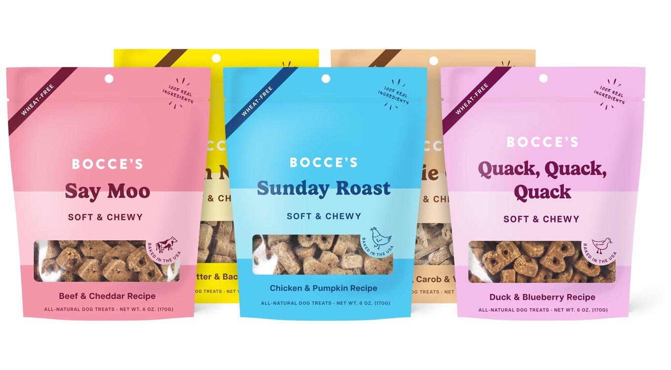 BOCCE'S BAKERY Bac'n Nutty PB & Bacon Recipe Soft & Chewy Dog Treats, 6 ...