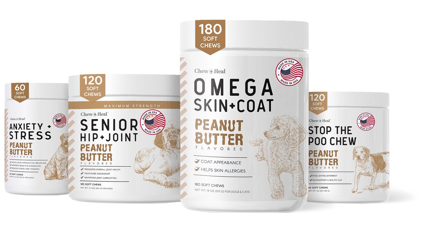 CHEW + HEAL Anxiety + Stress Peanut Butter Flavored Soft Chew Calming ...
