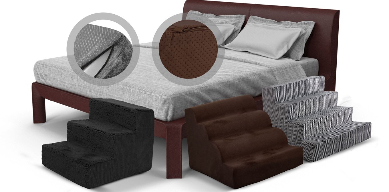 PRECIOUS TAILS High Density Foam Scalloped Sherpa Top 4 Steps Dog & Cat ...