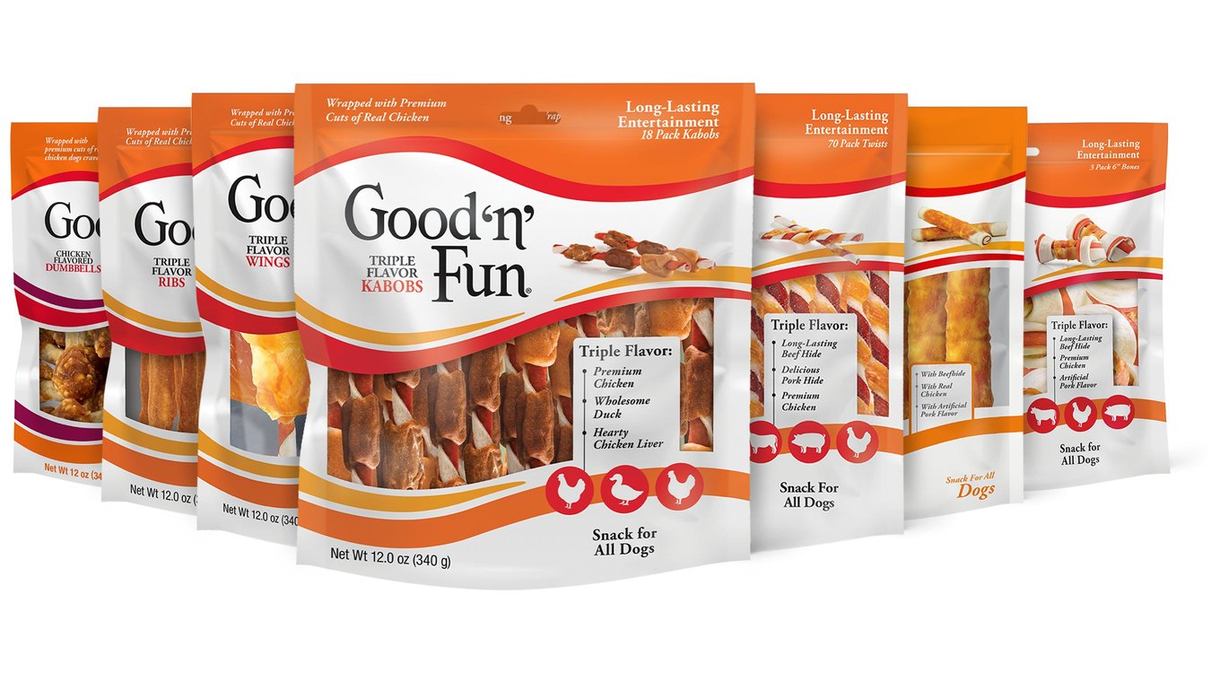 GOOD 'N' FUN Triple Flavor Kabobs Chicken, Duck & Chicken Liver Dog ...