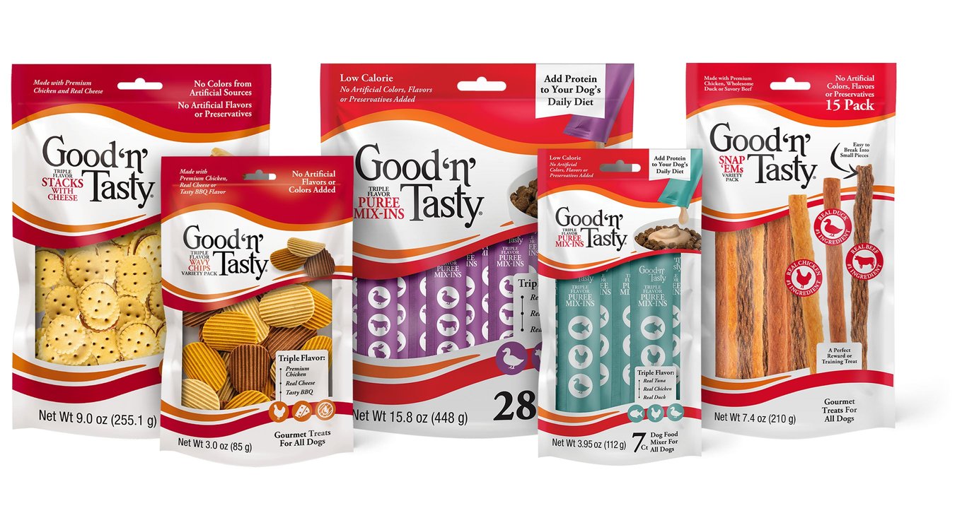 GOOD 'N' TASTY Triple Flavor Mix Tuna, Chicken, & Duck Puree Dog Food ...