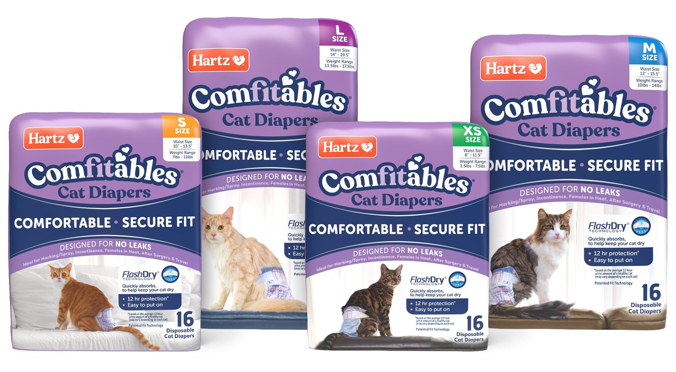 HARTZ Comfitables Male & Female Cat Diapers, 16 count, Small - Chewy.com