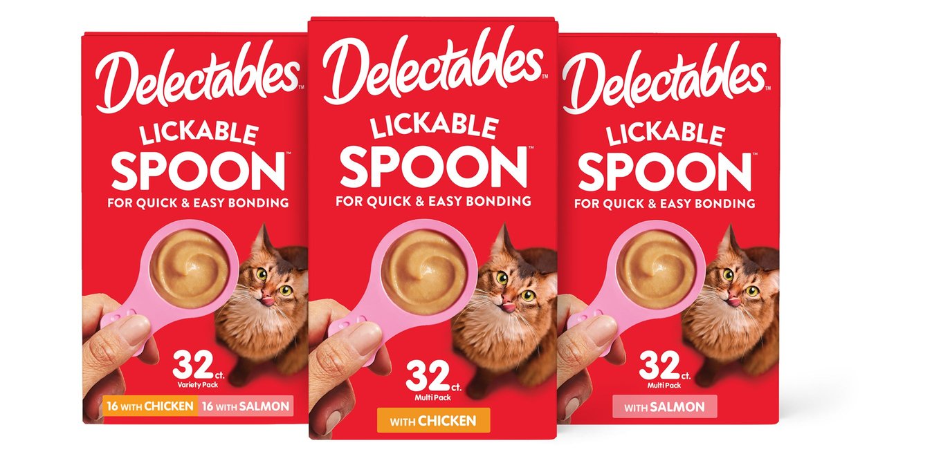 HARTZ Delectables Lickable Spoon Salmon Handheld Creamy Cat Treats, 32 count - Chewy.com