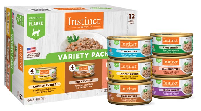 INSTINCT Chicken Entree Grain-Free Flaked Wet Cat Food, 3-oz can, case ...