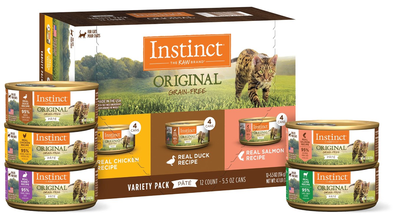 INSTINCT Original Variety Pack Grain-Free Pate Wet Cat Food, 5.5-oz can ...