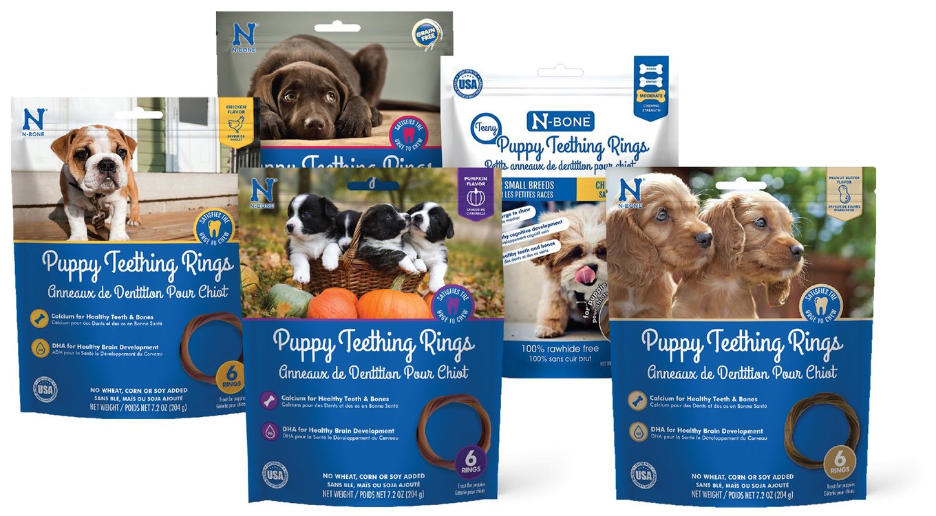 N-BONE Puppy Teething Rings Peanut Butter Flavor Dental Dog Treats, 12 ...