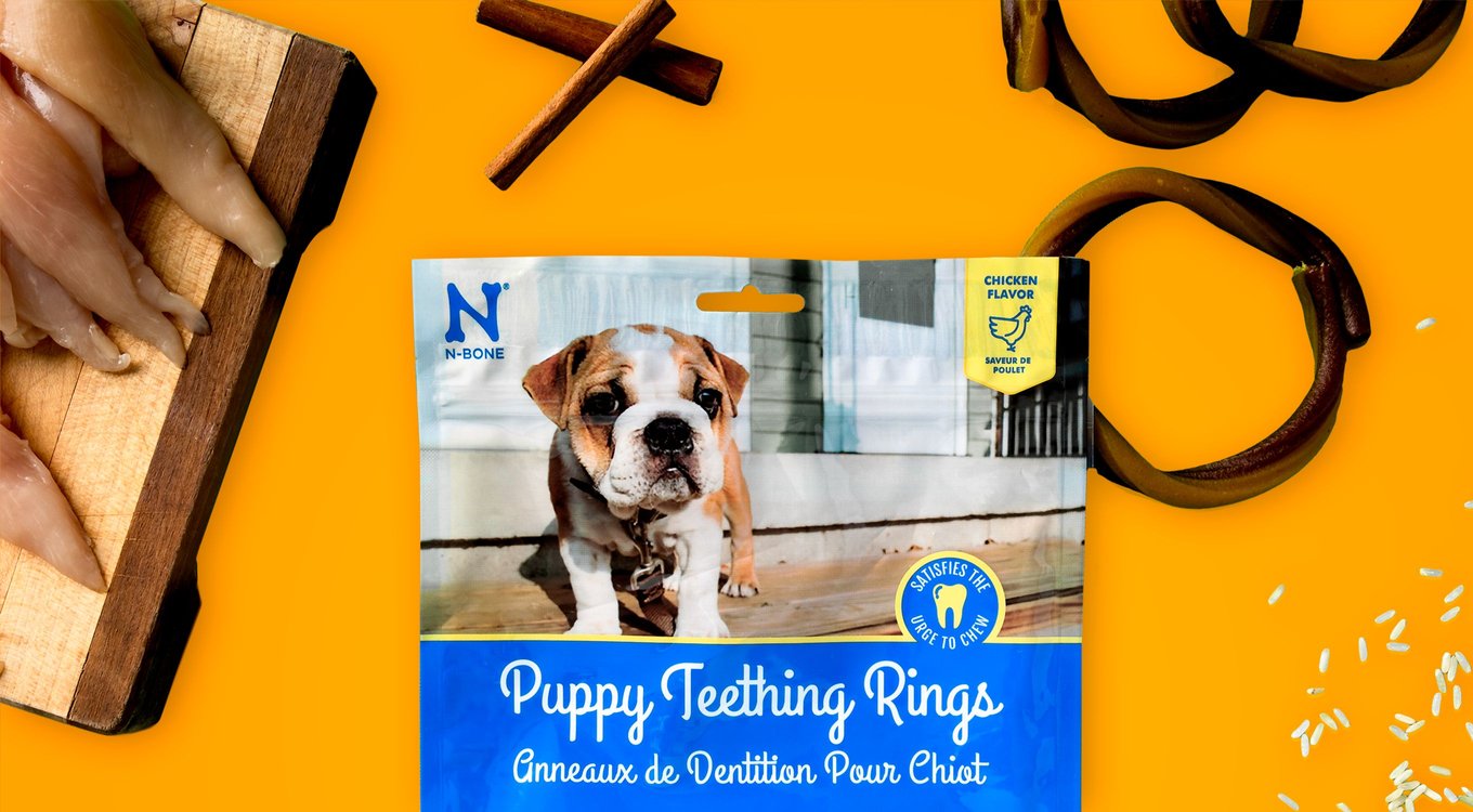 N-BONE Puppy Teething Rings Peanut Butter Flavor Dental Dog Treats, 6 ...
