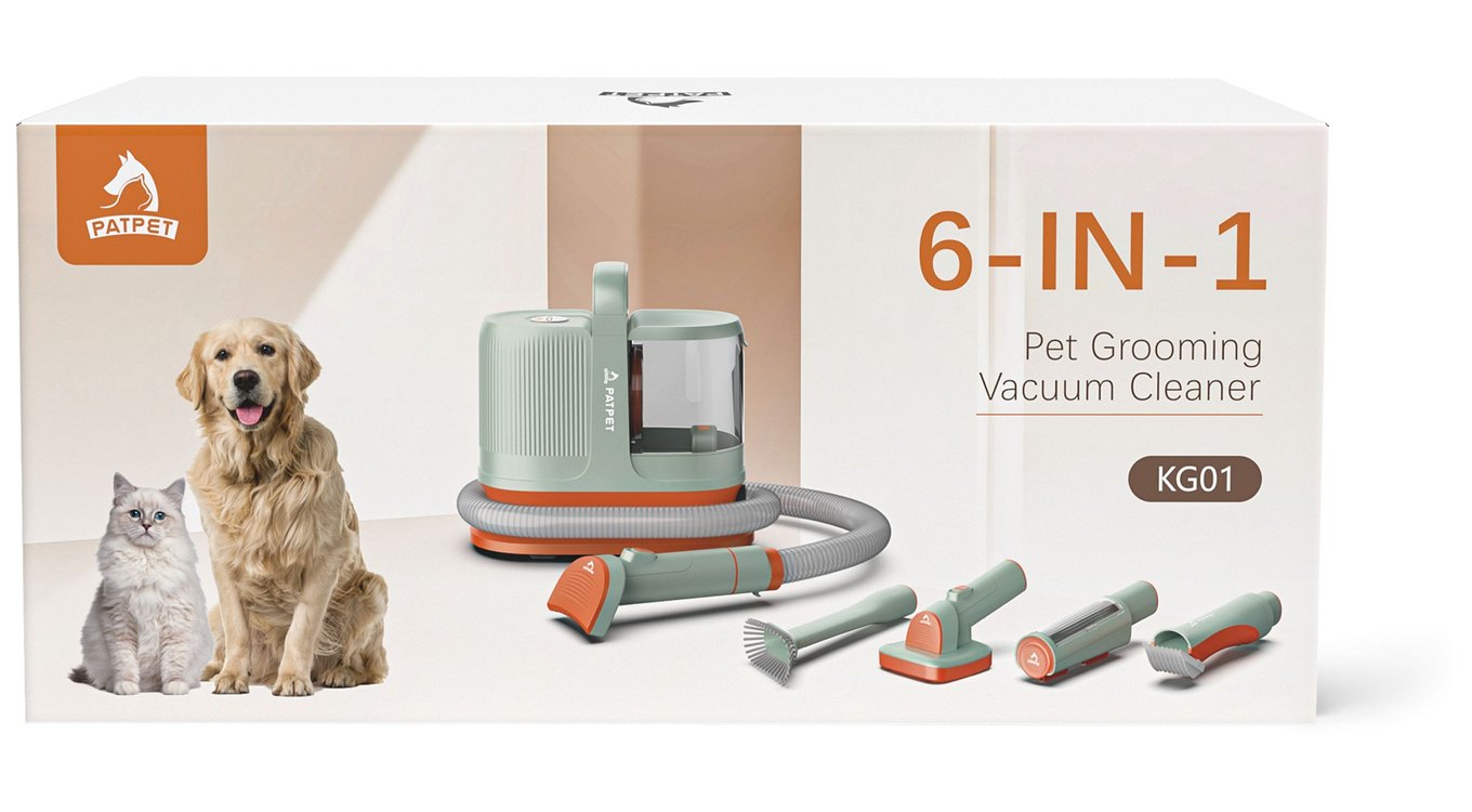 PATPET 6-in-1 Tools Dog & Cat Grooming Pet Hair Vacuum Kit, 1.3-L ...
