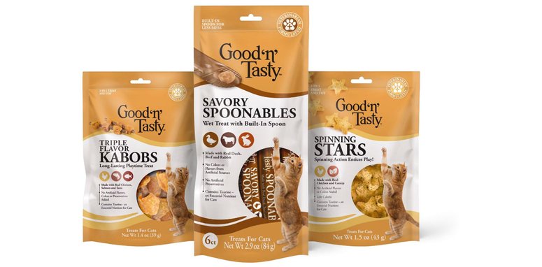 GOOD 'N' TASTY Chicken, Salmon, Tuna Kabob Cat Treats, 3-oz bag - Chewy.com