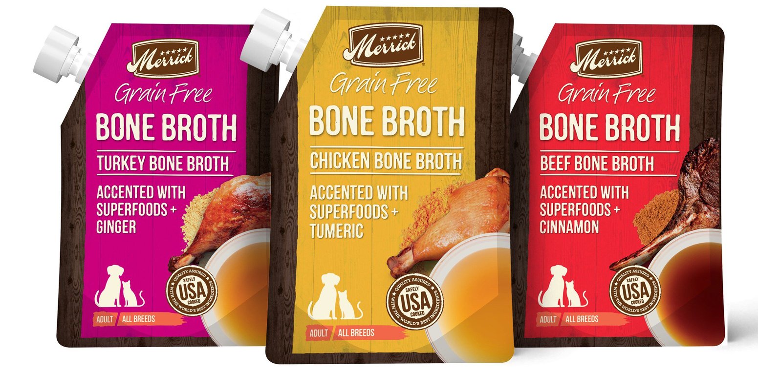 MERRICK Beef Bone Broth Grain-Free Wet Dog & Cat Food Topper, 16-oz ...