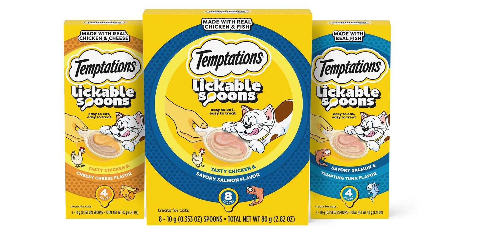 TEMPTATIONS Lickable Spoons Tasty Chicken & Cheesy Cheese Cat Lickable ...
