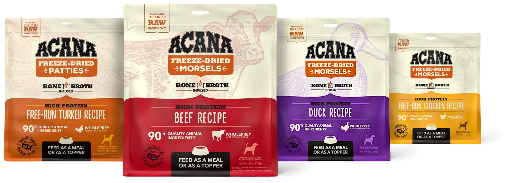 ACANA Free-Run Turkey Patties Grain-Free High-Protein Freeze-Dried Dog ...