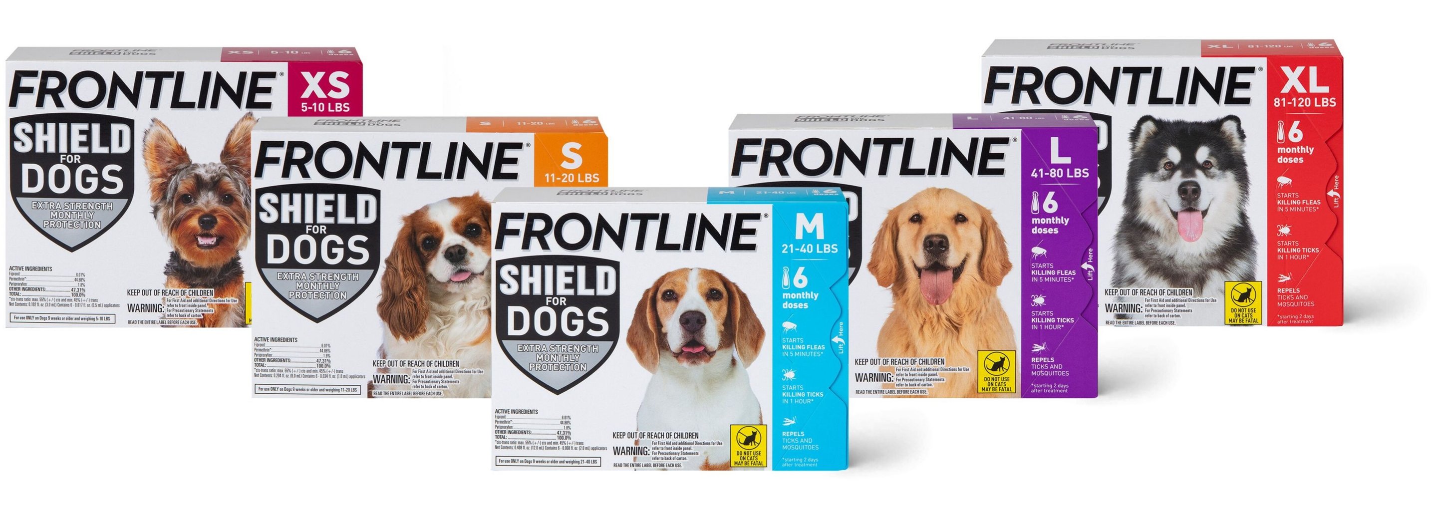 FRONTLINE SHIELD Flea & Tick Treatment for Large Dogs, 41 - 80 lbs, 3 ...