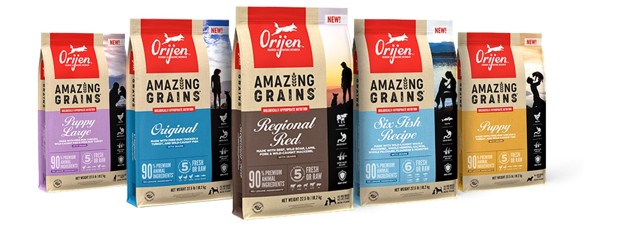 ORIJEN Amazing Grains Original High-Protein Dry Dog Food, 30-lb bag ...