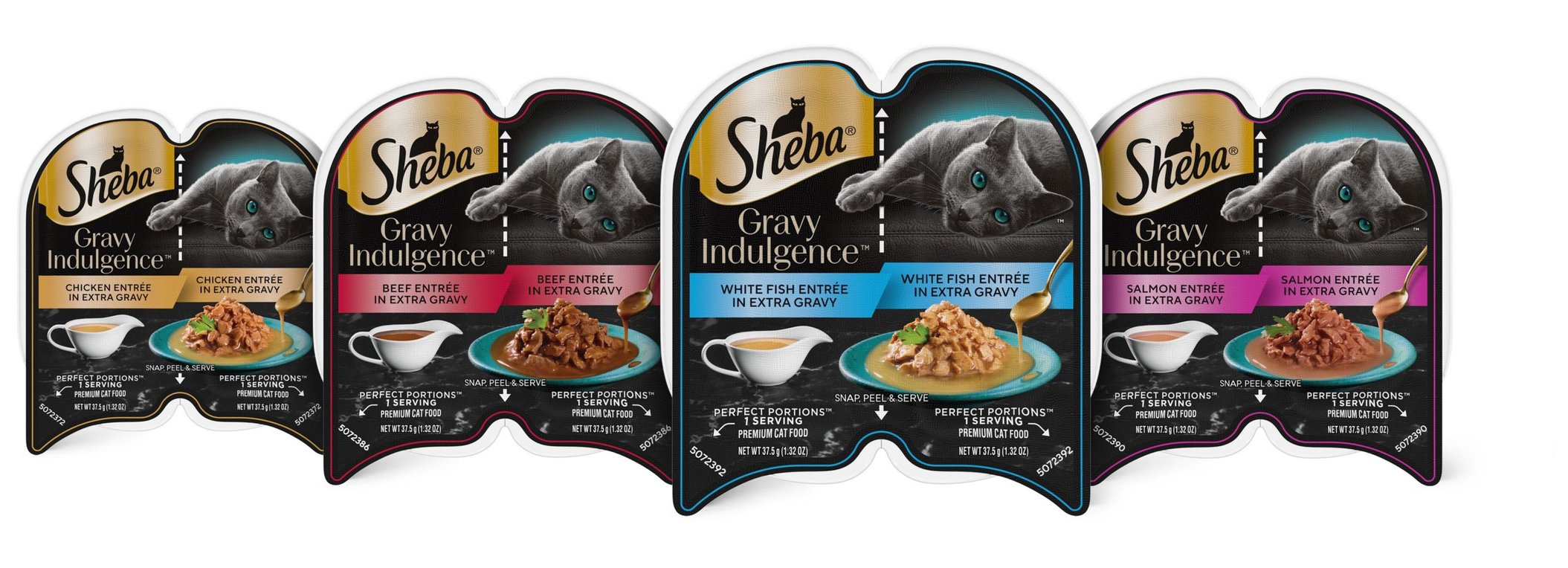 SHEBA Gravy Indulgence Salmon & White Fish in Gravy Variety Pack Grain-Free Adult Wet Cat Food ...