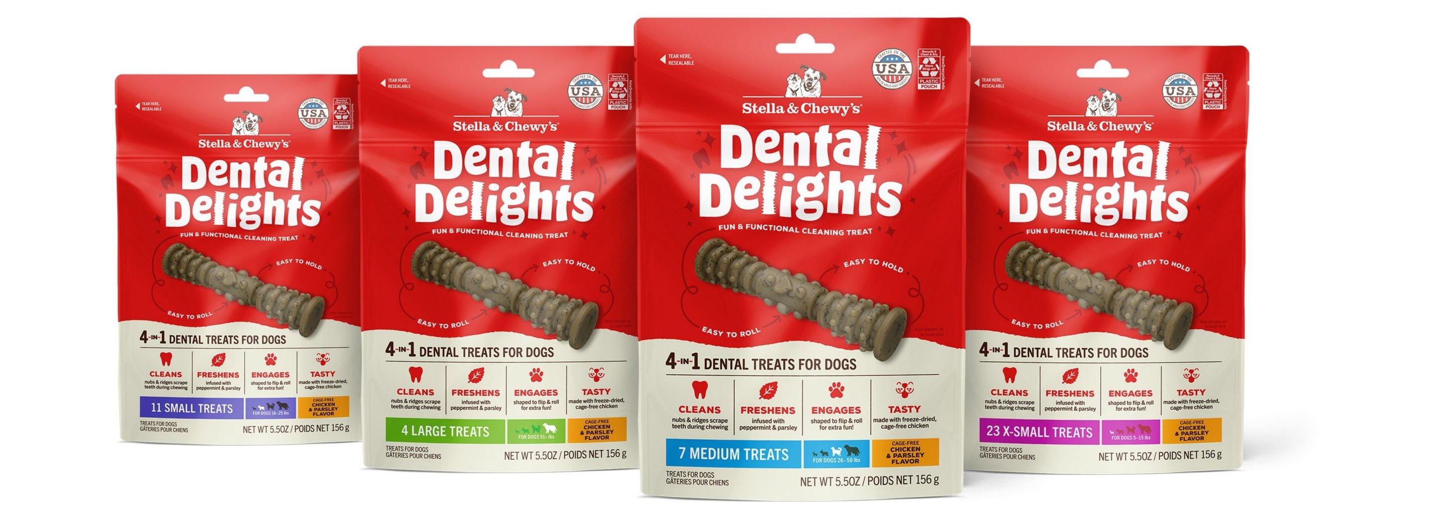 STELLA & CHEWY'S Dental Delights Medium Chicken & Parsley Dental Dog Treats, 23.2-oz bag - Chewy.com