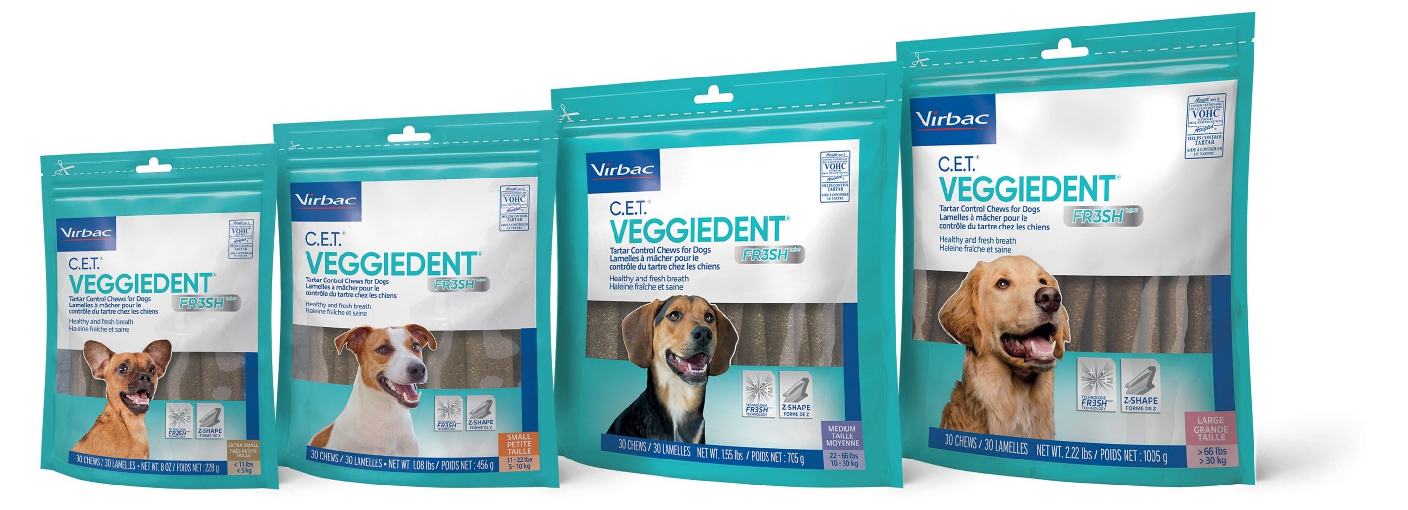 VIRBAC C.E.T. VeggieDent Fr3sh Dental Chews for Small Dogs, 30 count ...