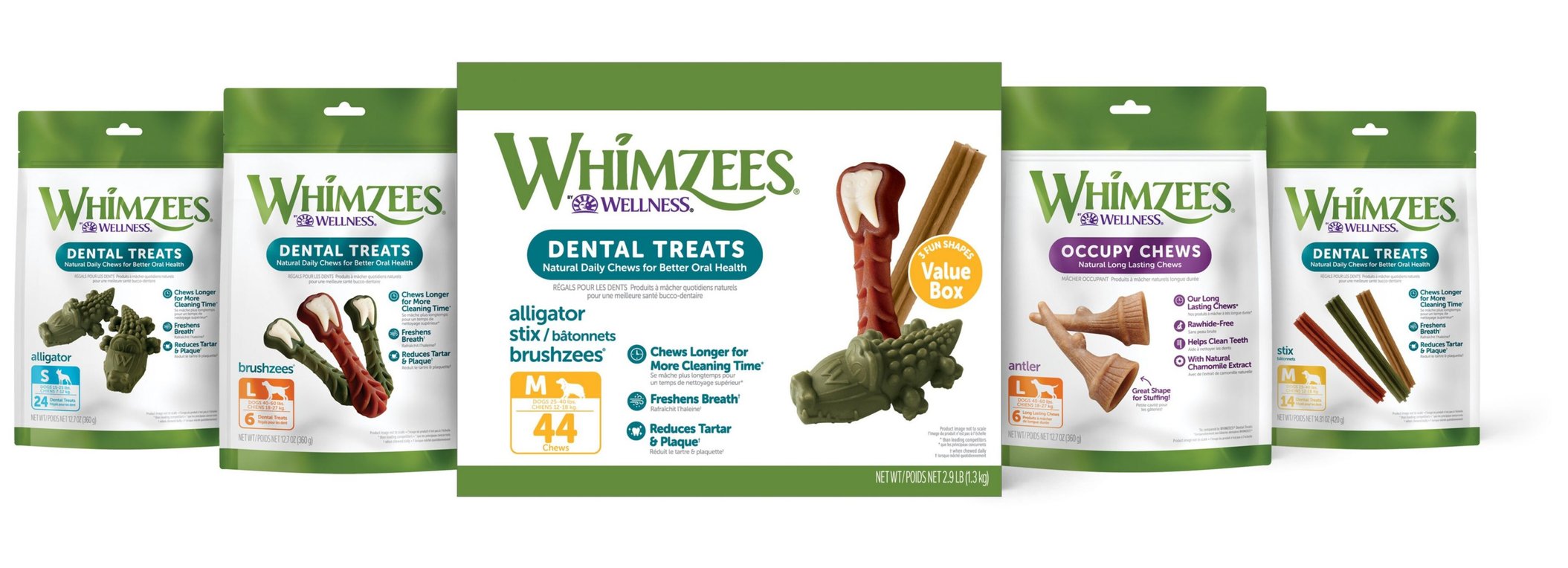 WHIMZEES by Wellness Value Box Dental Chews Natural Grain-Free Dental ...