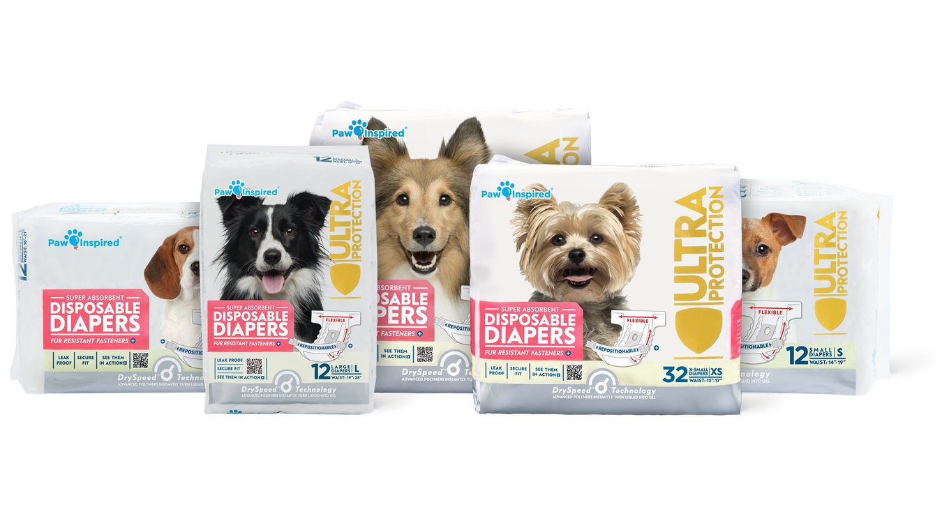 PAW INSPIRED Ultra Protection Disposable Female Dog Diapers, Medium: 16 ...