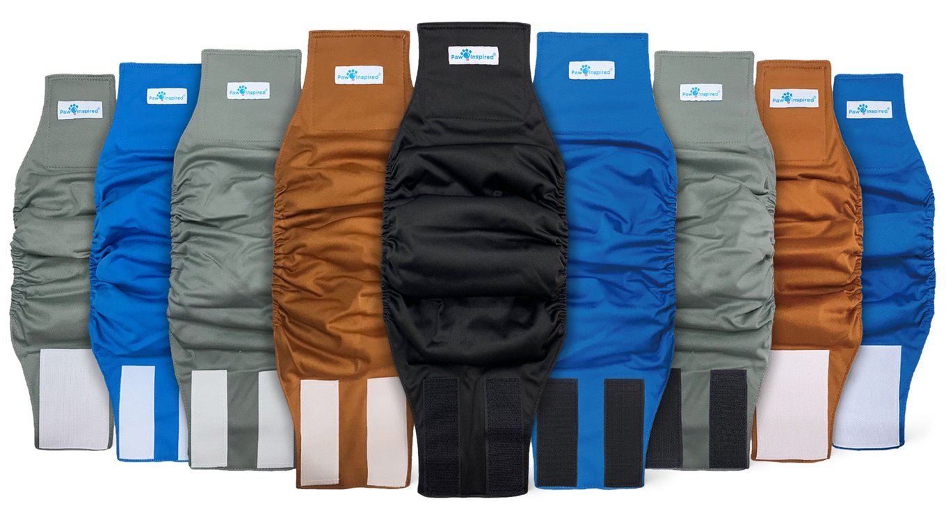 PAW INSPIRED Belly Band Male Dog Wrap Washable, Variety Pack, White ...